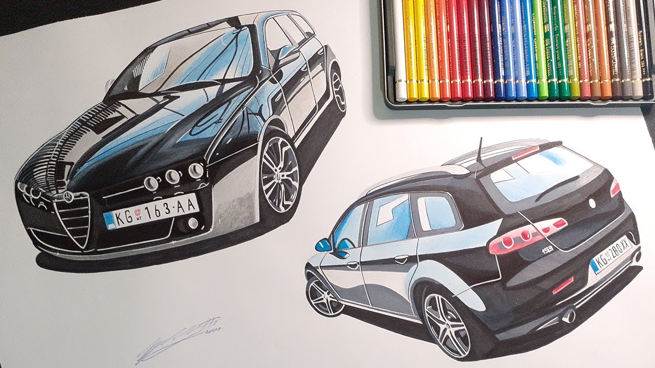 Alfa Romeo 159 | Drawing Time Lapse - YouTube