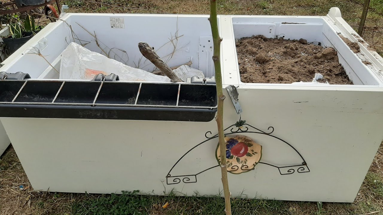 fridge as a raised garden bed. so easy to get, fill and plant. - YouTube