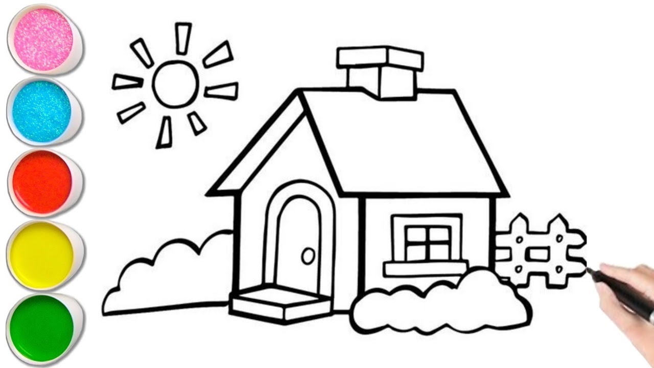 how to draw beautiful house easy step by step - YouTube