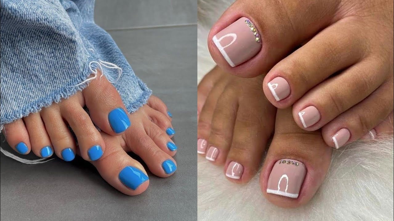 So stunning and elegant toe nails art design ideas// Latest shiny ...