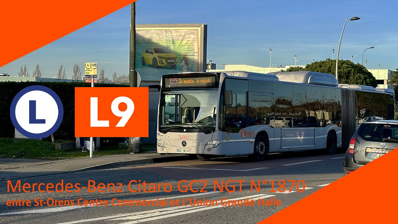 Tisséo - Ligne L9 Mercedes-Benz Citaro GC2 NGT N°1870 entre St-Orens C ...