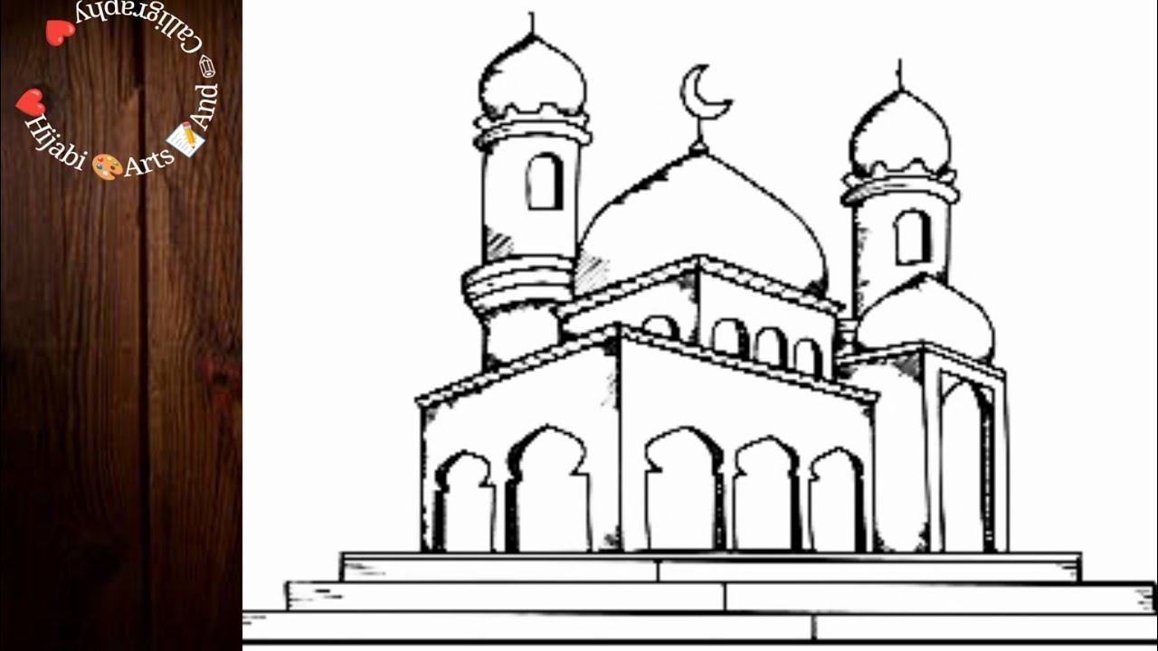 How to draw Mosque 🕌। Easy step by step।Masjid drawing tutorials - YouTube