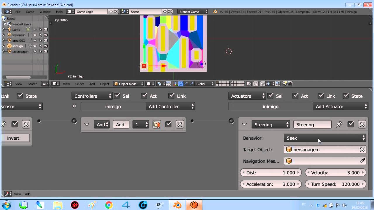 Blender Game Engine IA (inteligência Artificial) do inimigo - YouTube