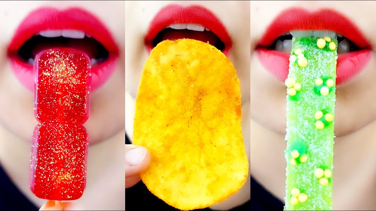 ASMR 1 minute Food Eating Sounds : Satisfying Emoji Food - YouTube