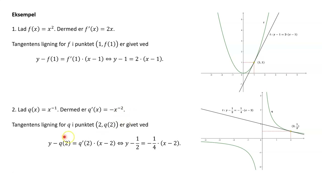 Tangentens ligning eksempel - YouTube