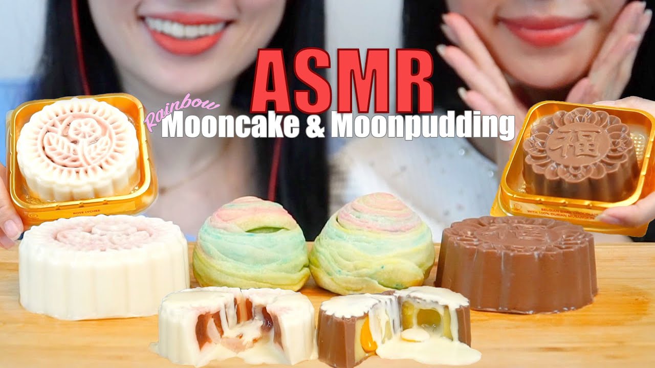 ASMR EATING SOUND RAINBOW MOONCAKE AND MOONPUDDING | SHEFEBULOUSCIOUS ...