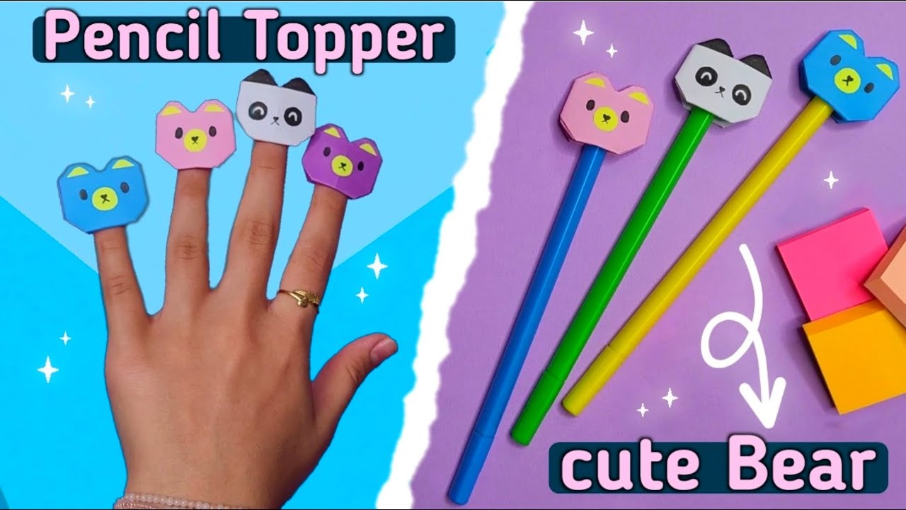 Origami Pencil Topper Bear | cute Origami Bear & panda | Paper Pencil ...