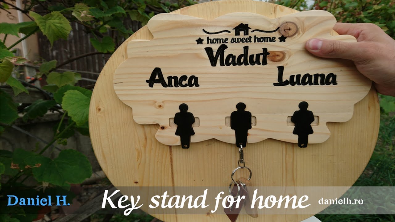 Key holder keychain for home wall - v-carve cnc - YouTube