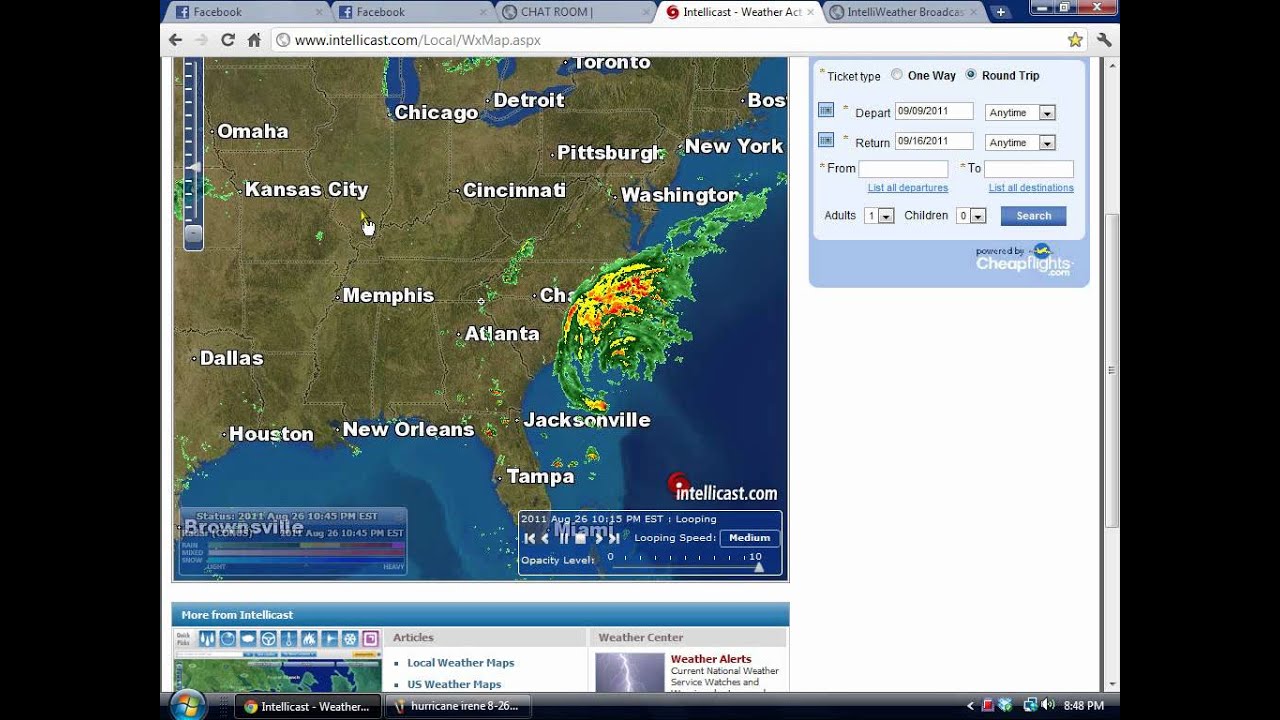 Hurricane Irene on radar 8-26-11 - YouTube