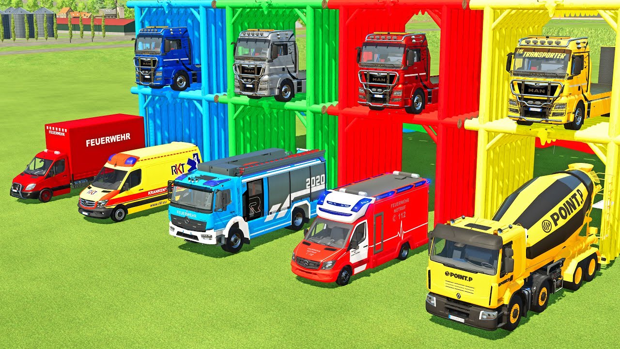 TRANSPORTING AMBULANCE, FORD POLICE, SERVICE TRUCK, FIRE DEPARTEMENT ...