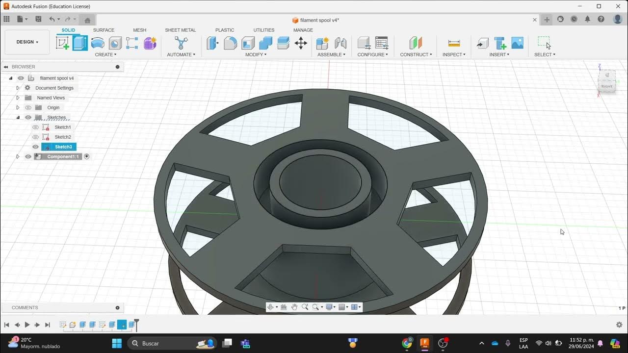 How to make a filament spool part #4 Autodesk Fusion 360 - YouTube