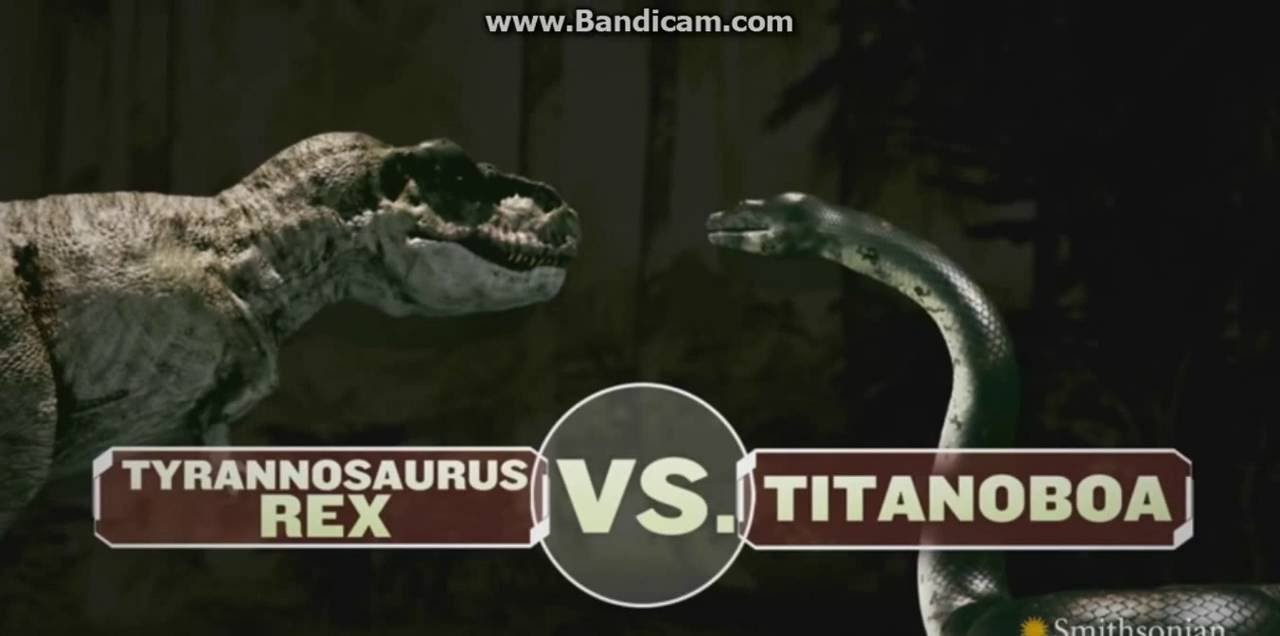 t-rex vs titanoboa - YouTube