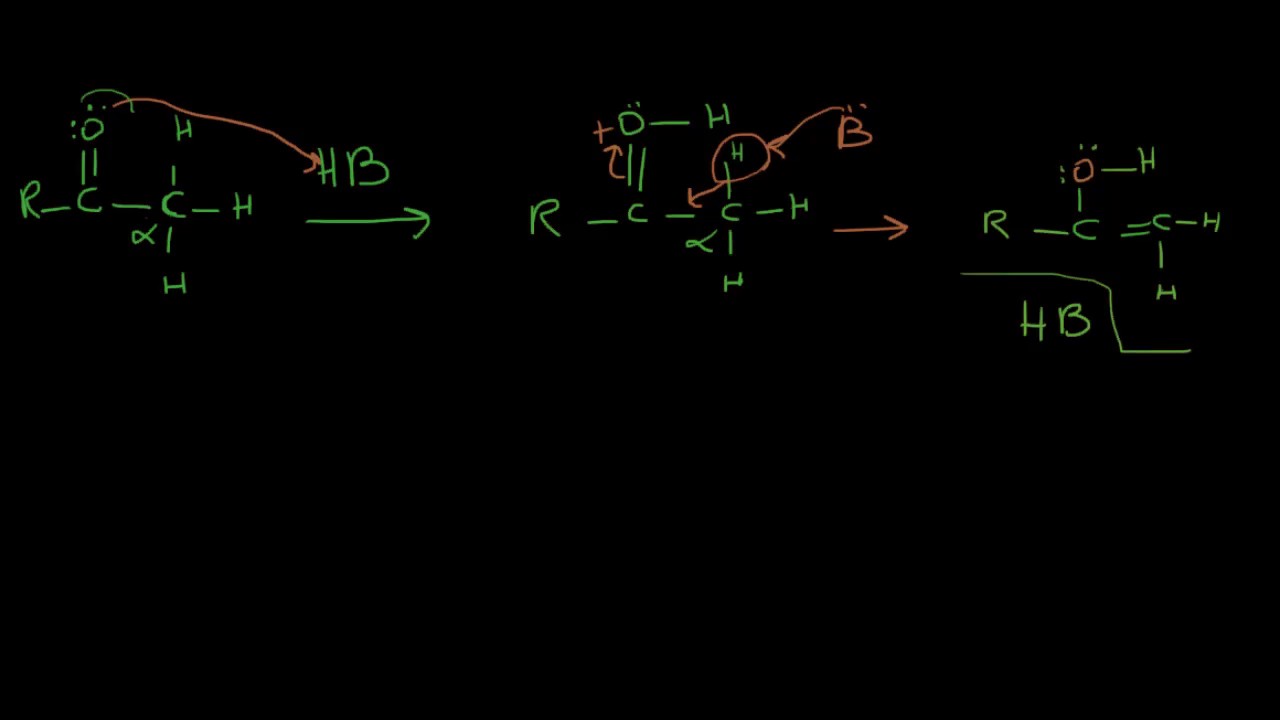 "enol and enolate formation كيف يتكون الإنول و الإنوليت" - YouTube