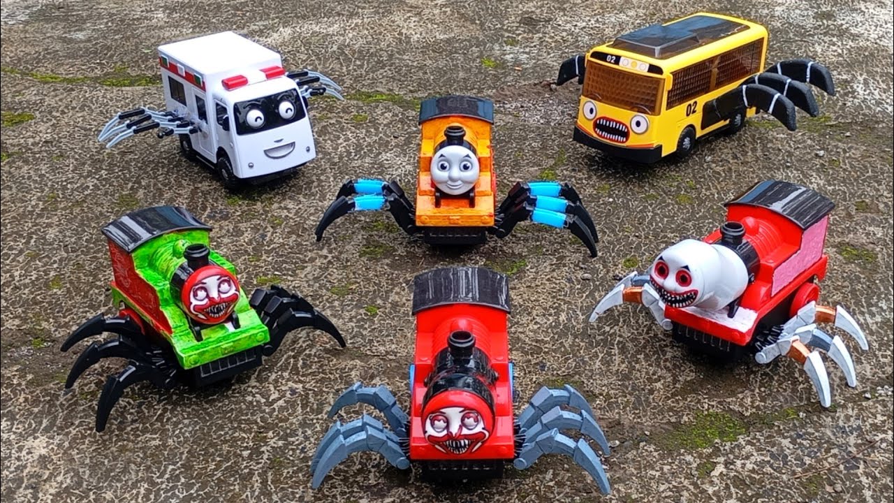 Mencari mainan kereta api monster leher panjang,thomas spider,ambulance ...