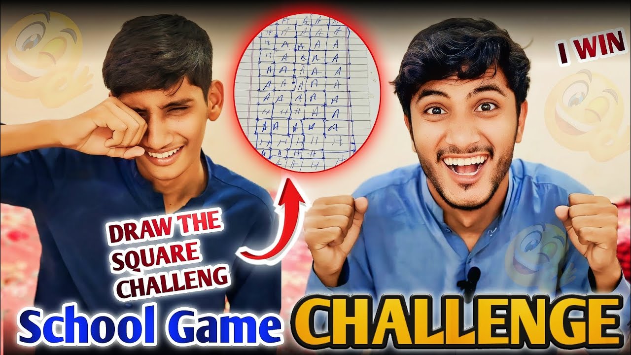 DRAW THE SQUARE CHALLENGE 😉|SCHOOL GAME CHALLENGE WITH BROTHER # ...