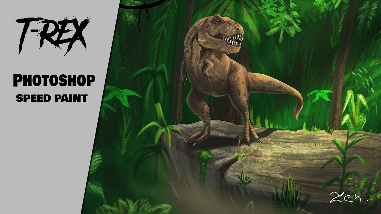 Speed-Paint Photoshop : T-REX Jungle - YouTube