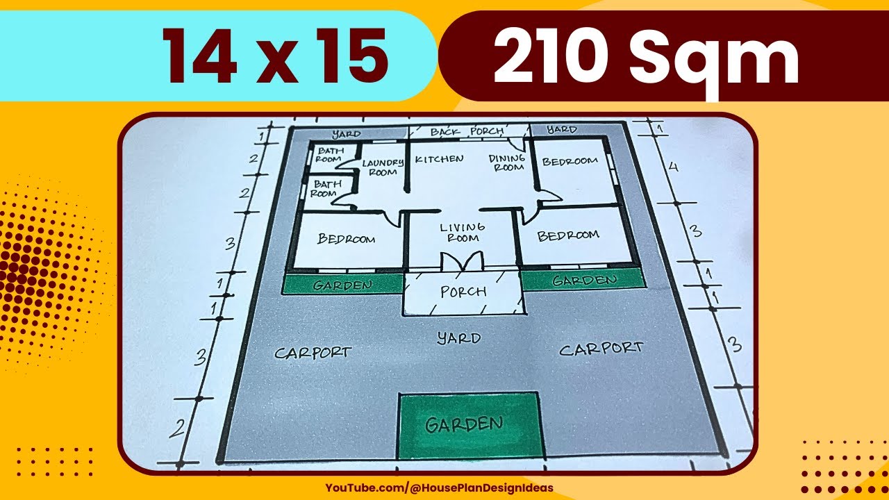 14x15 House Plan Design 210 square meter 3 Bedroom - YouTube
