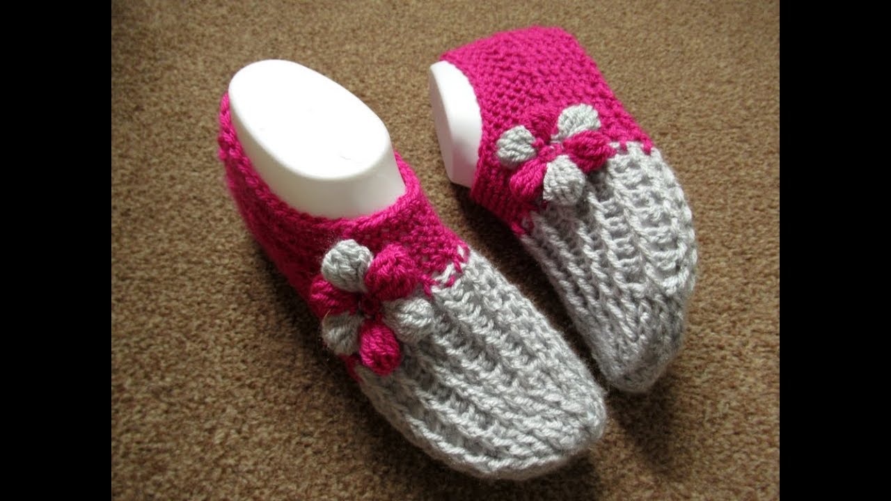 Crochet slippers socks adults tutorial women's Designed by Happy ...