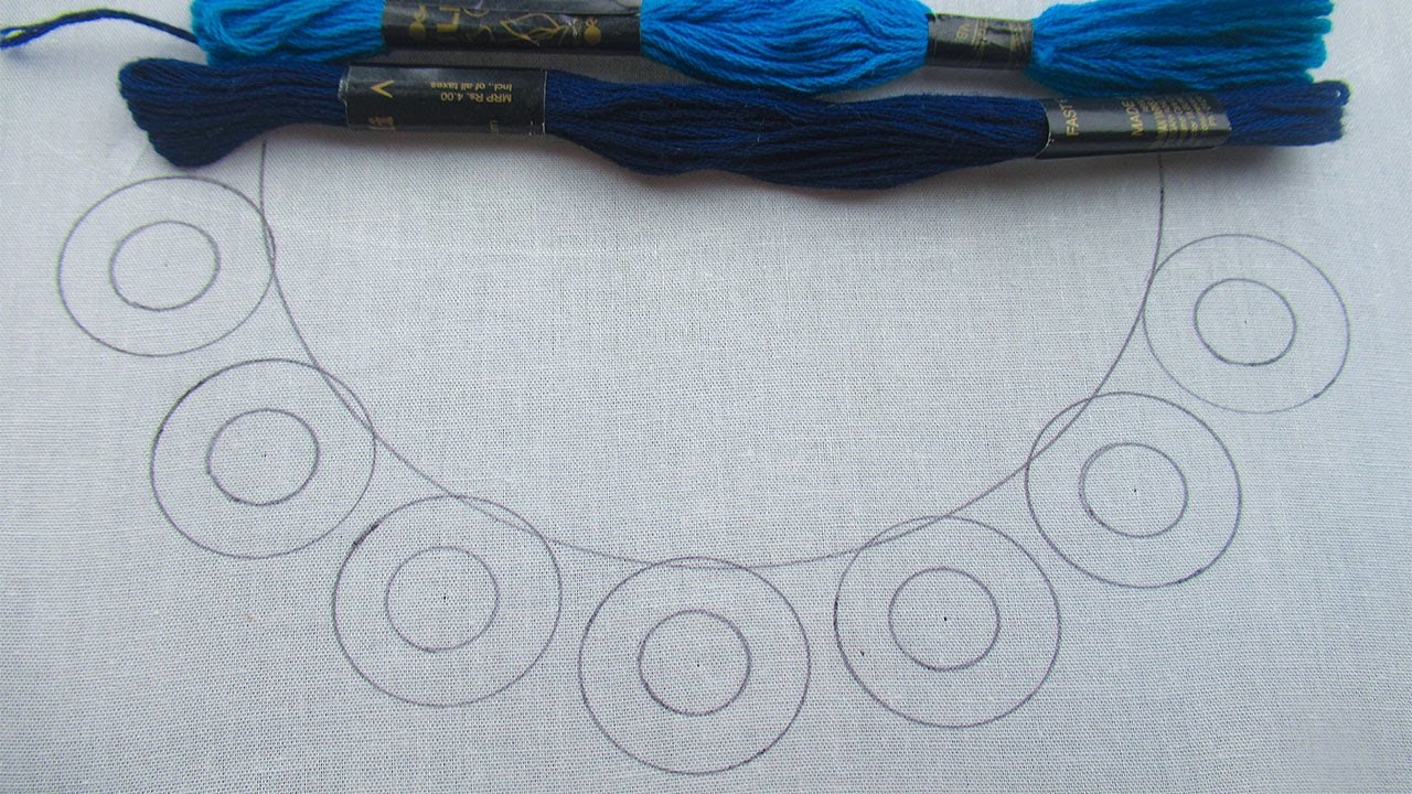 Very Beautiful Hand Embroidery Round Shape Neckline Embroidery Design ...