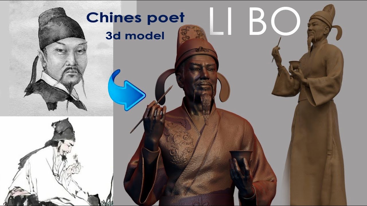 Beauty in the #Chinese #poet, #LiBai #Sculpture #libo #3dmodelpoet ...
