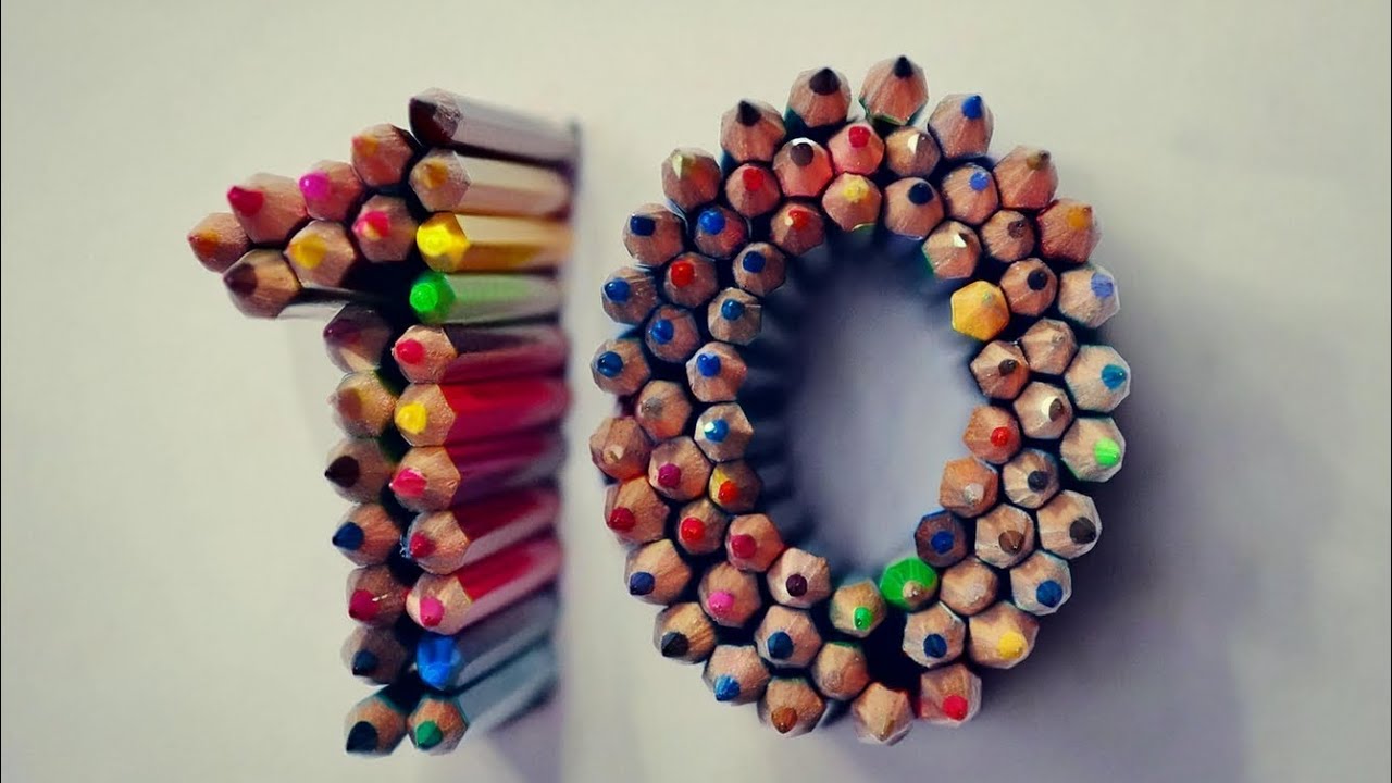 Countdown from 10 to 0 🎨 ️: Creative numbers made of colored pencils ...