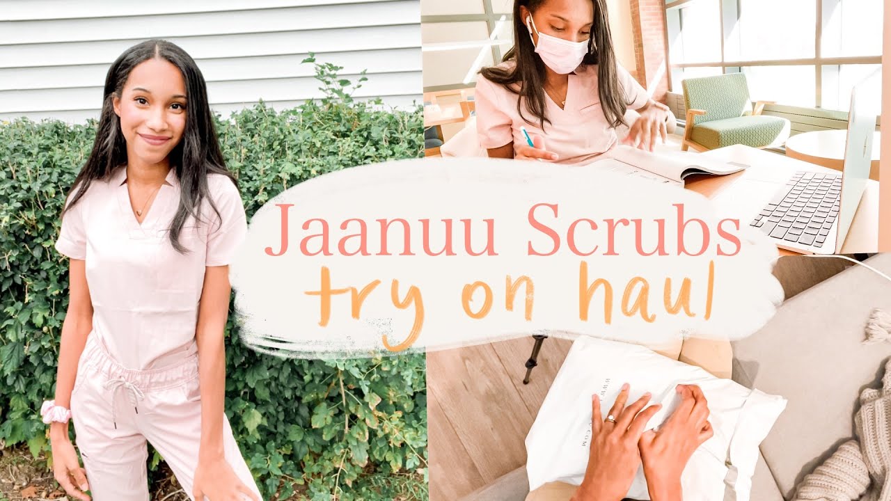 Trying on Jaanuu Scrubs | First pair of scrubs :) - YouTube