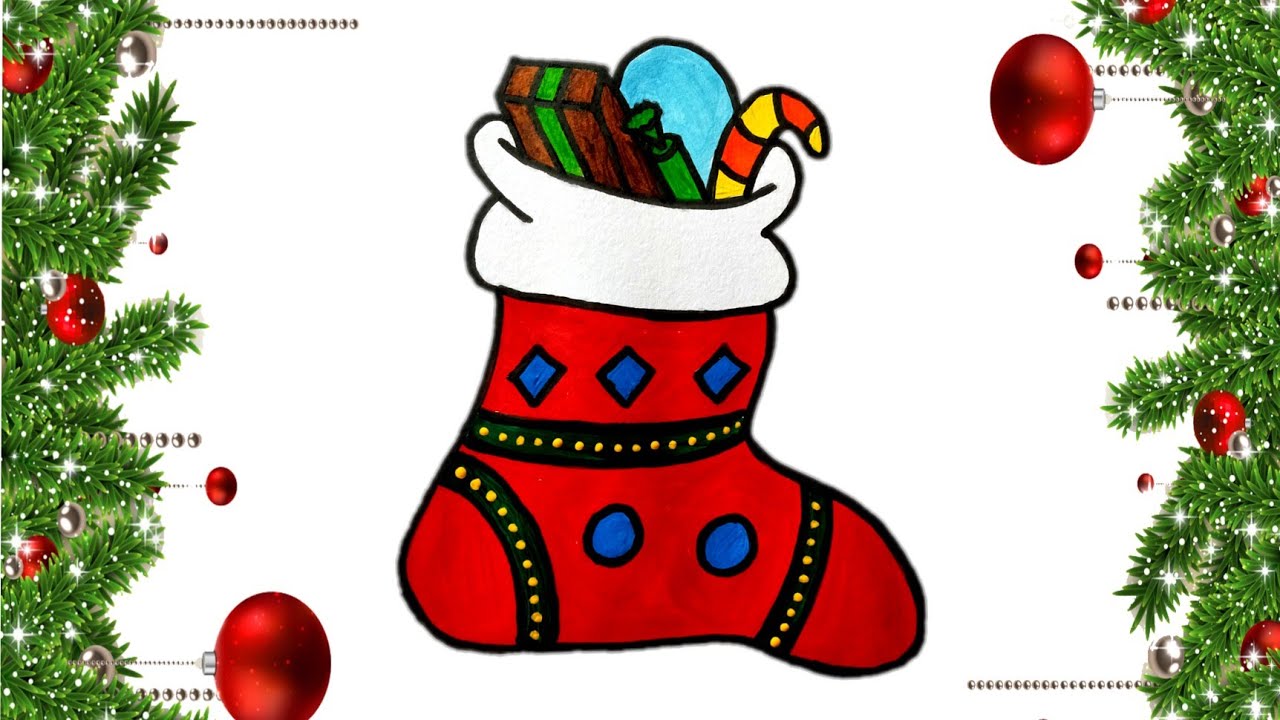 How to draw Christmas stocking step by step | Christmas stocking ...