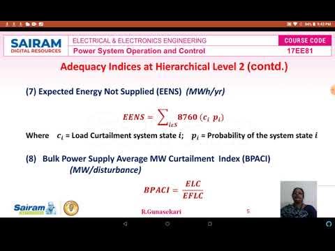 Lecture Video3_17EE81_Module-5_Adequacy Indices at HL2 & HL3_R.Gunasekari - YouTube