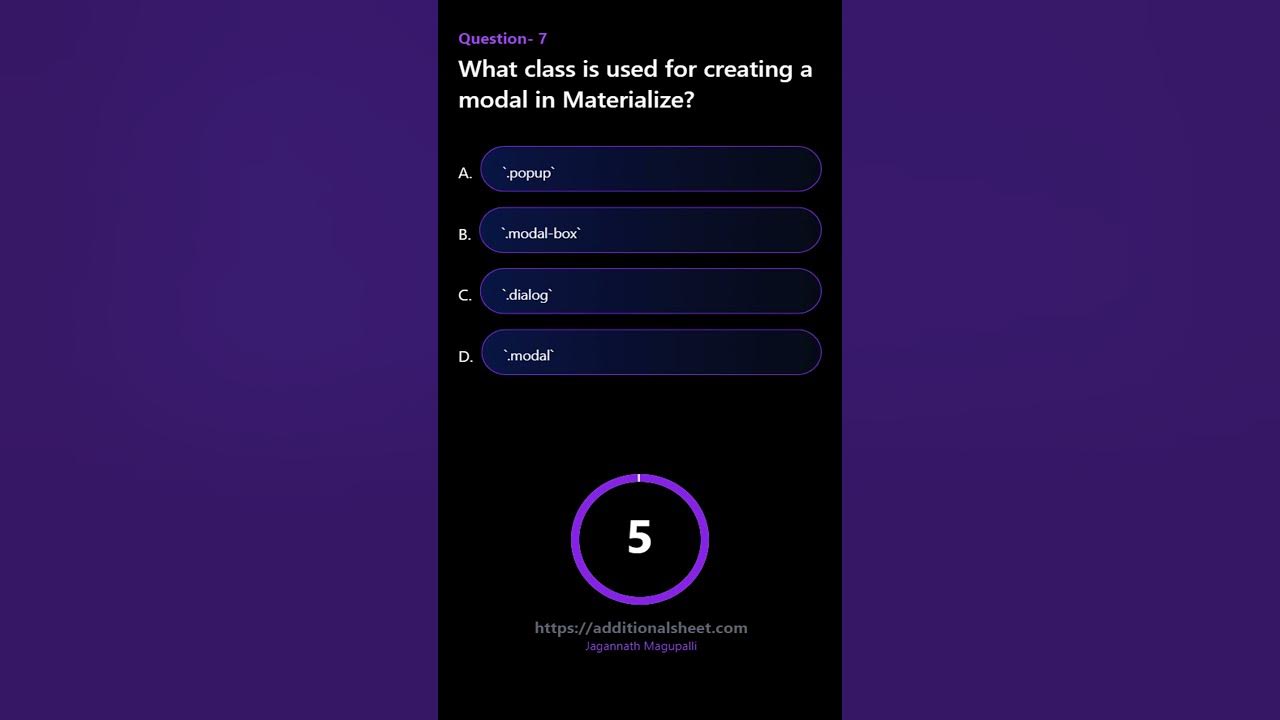 What class is used for creating a modal in Materialize #materialize - YouTube