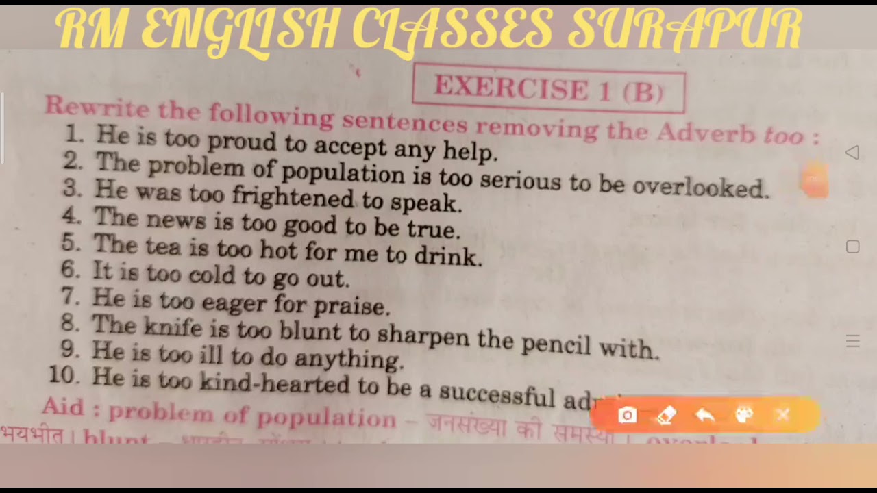 Remove Too Exercise 1 B ( Class 11/12)from excellent book solved by ...
