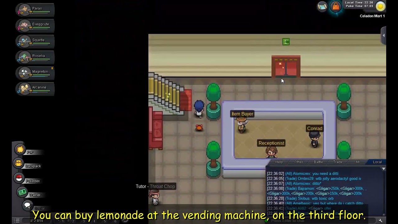 Pokemon Revolution Online - Where to get lemonade (in Kanto) - YouTube