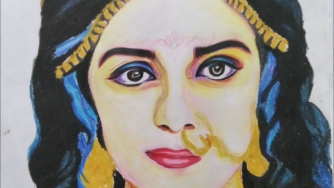 Maa parvati drawing#pencils colours#puja Sharma as maa parvati - YouTube
