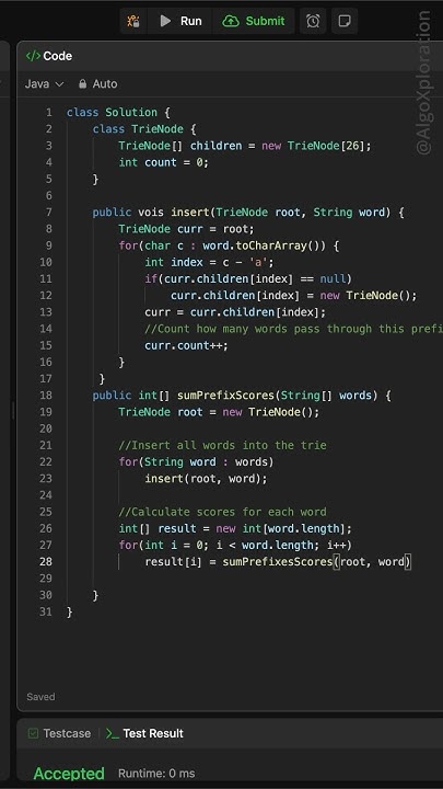 LeetCode Daily: Sum of Prefix Scores of Strings Solution in Java | September 25, 2024 - YouTube