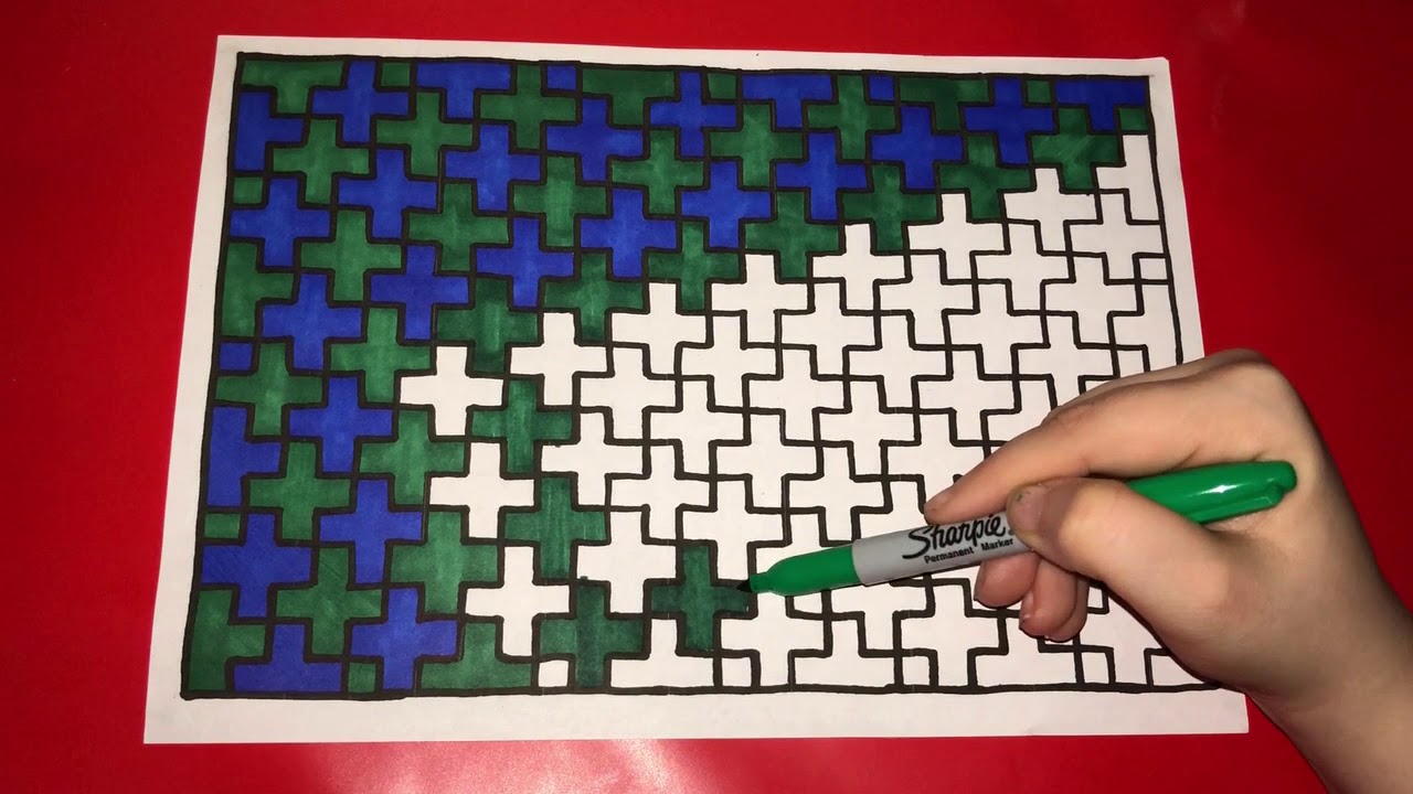 Greek Cross Tesselation Blue and Green Colouring - YouTube