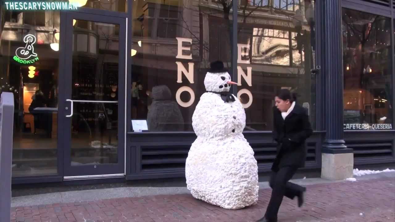 Funny - Funny Scary Snowman Prank - YouTube