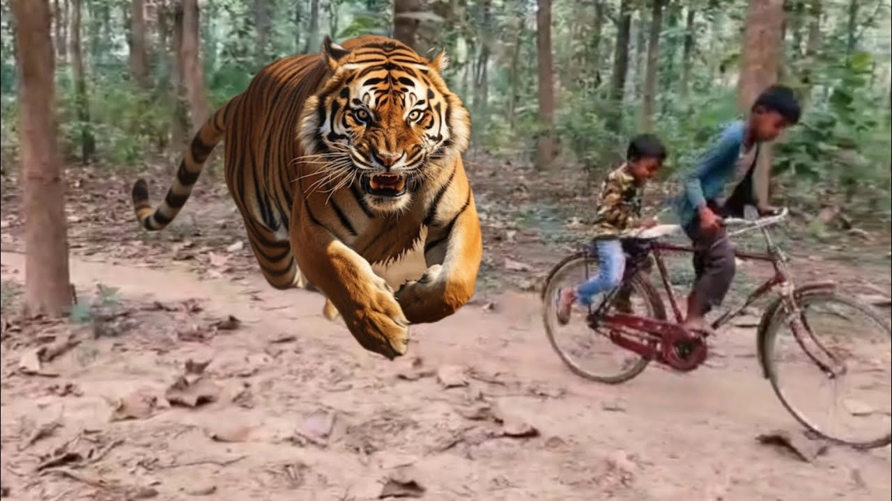 Bengal tiger Attack vs Babu in forest... jangal me tiger ka hamala ...