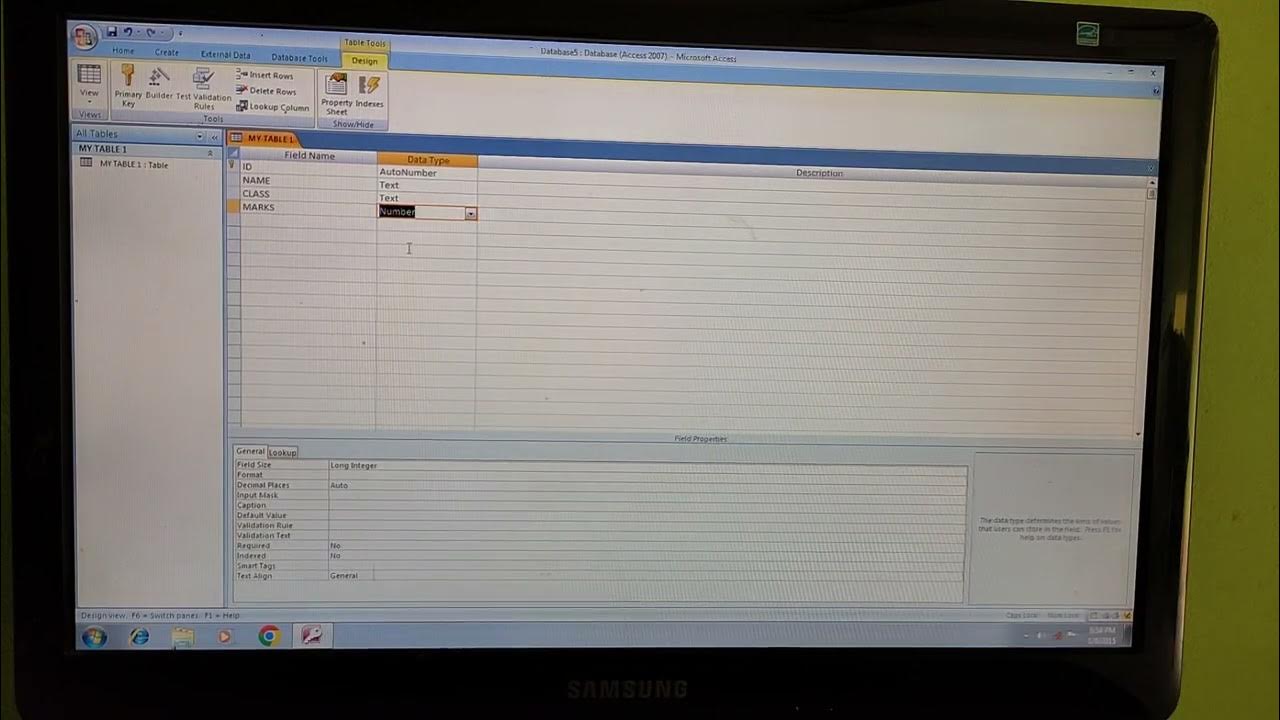 How to create table in Design view Ms Access - YouTube