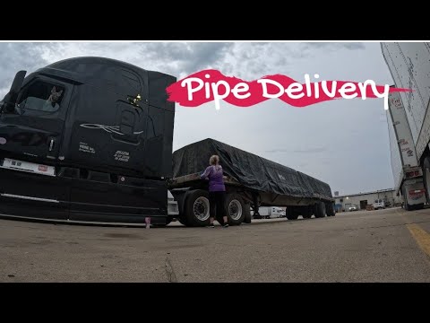 Prime inc flatbed Female Pipe delivery - YouTube