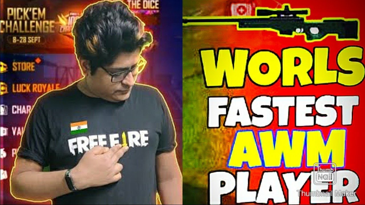 FASTEST AWM PLAYER IN FREE FIRE ⚡⚡🎯🖤 - YouTube