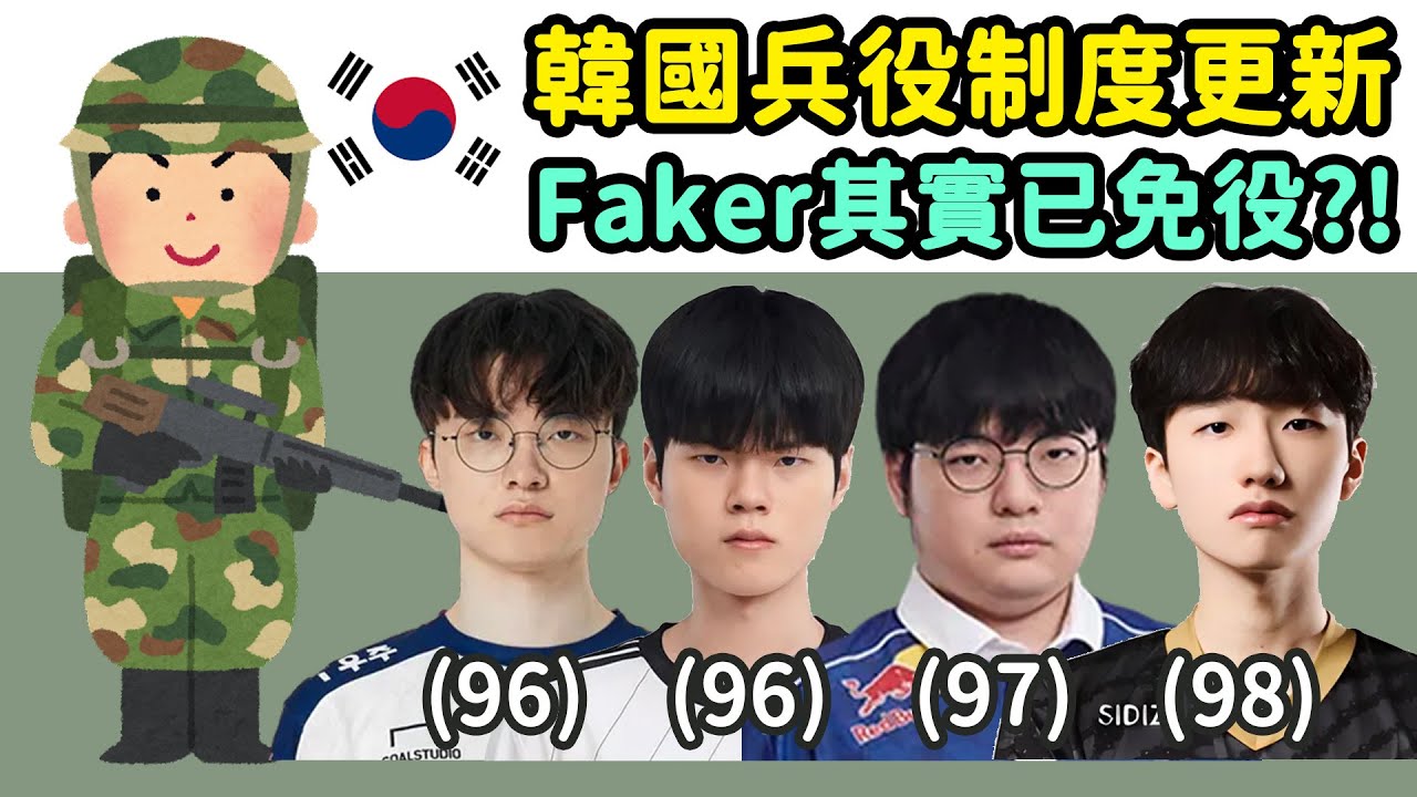 韓國兵役制度+選手狀況更新 | Faker實際上已免役?! 01、02差一歲就不一樣! - YouTube