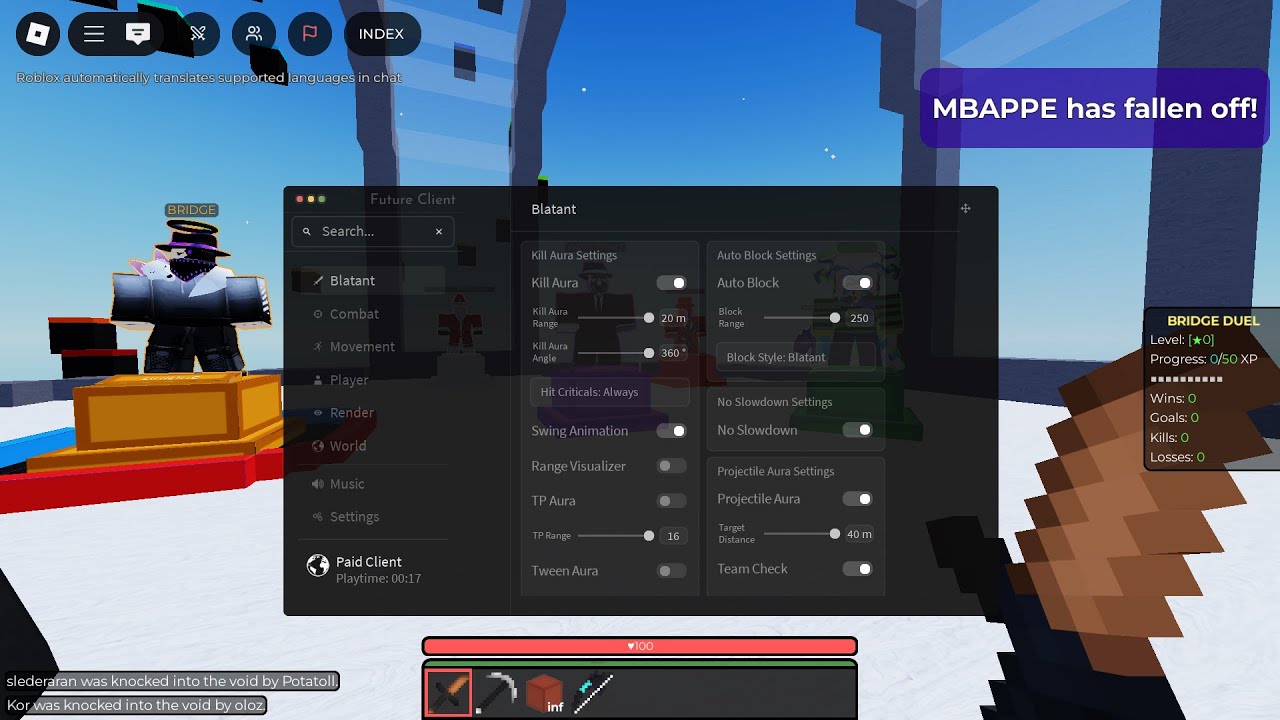 having fun with future client the best bridge duel script - YouTube