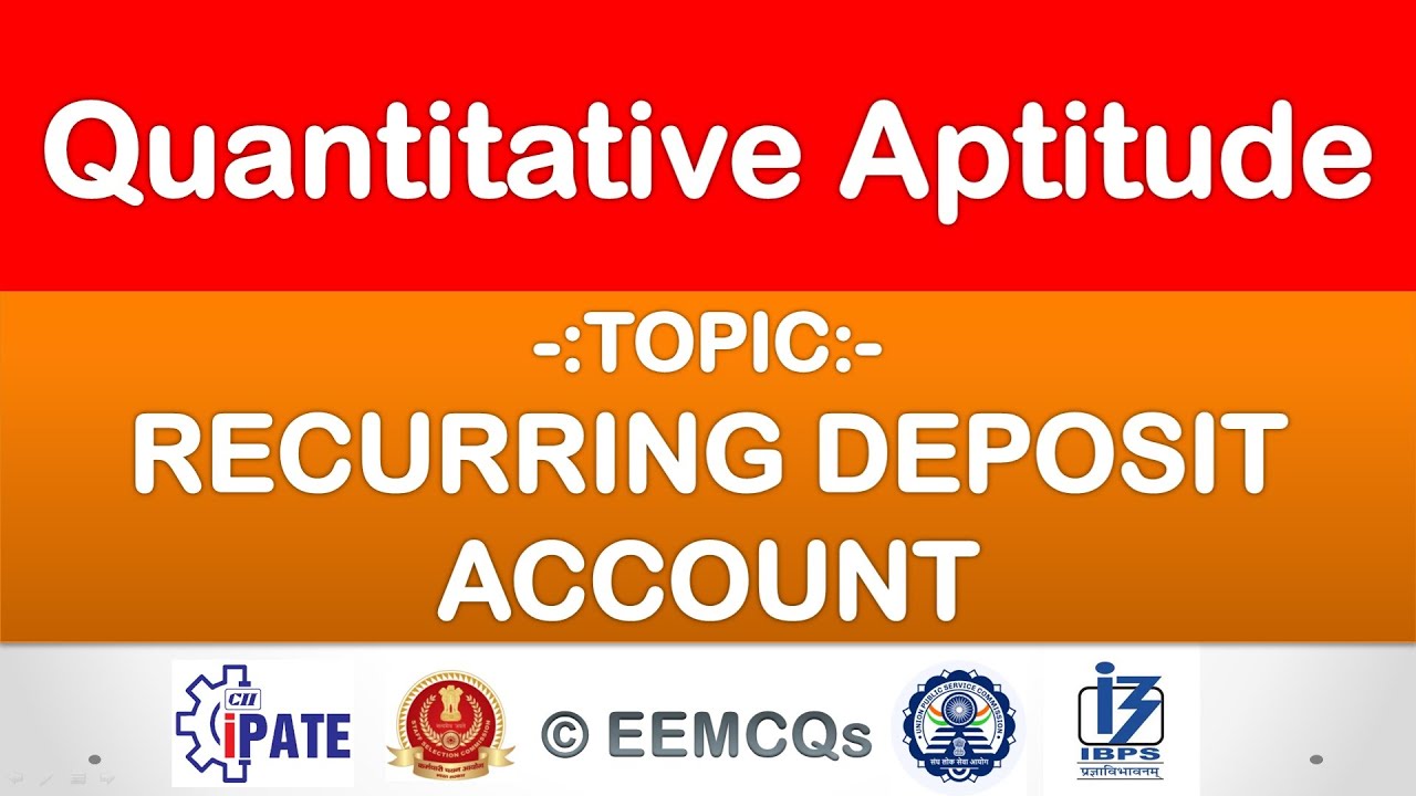 Recurring Deposit Numerical Example || Quantitative Aptitude || by ...