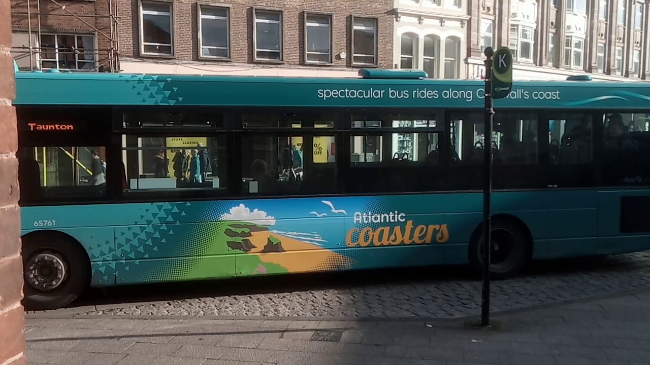 The ex cornish Atlantic coaster bus now departs Taunton Town centre ...