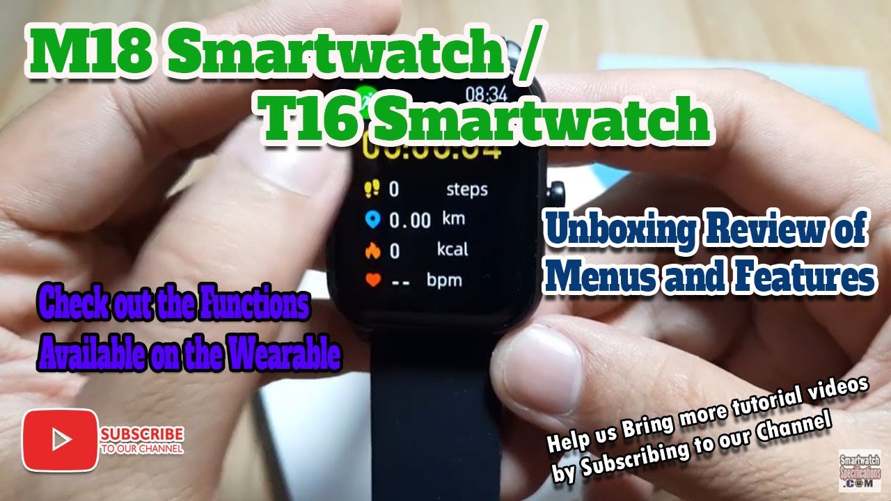 M18 Smartwatch / T16 Smartwatch - Unboxing Review of Menus and Features ...