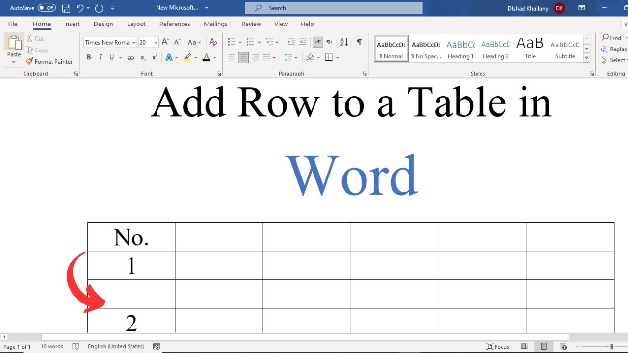 How to Add Row to a Table in Word | Add Rows Above and Below to a Table ...