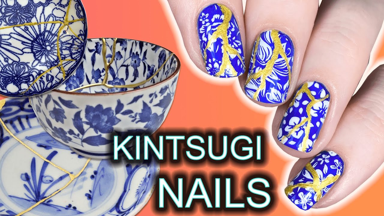KINTSUGI NAIL ART TUTORIAL - SIMPLE STAMPING AND FREE HAND NAIL ART ...