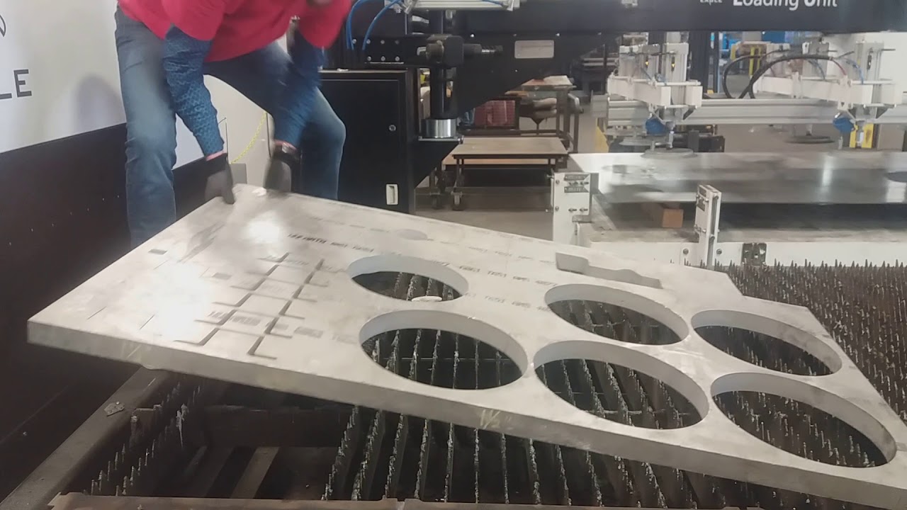 Eagle fiber laser cutting 40mm aluminium - YouTube