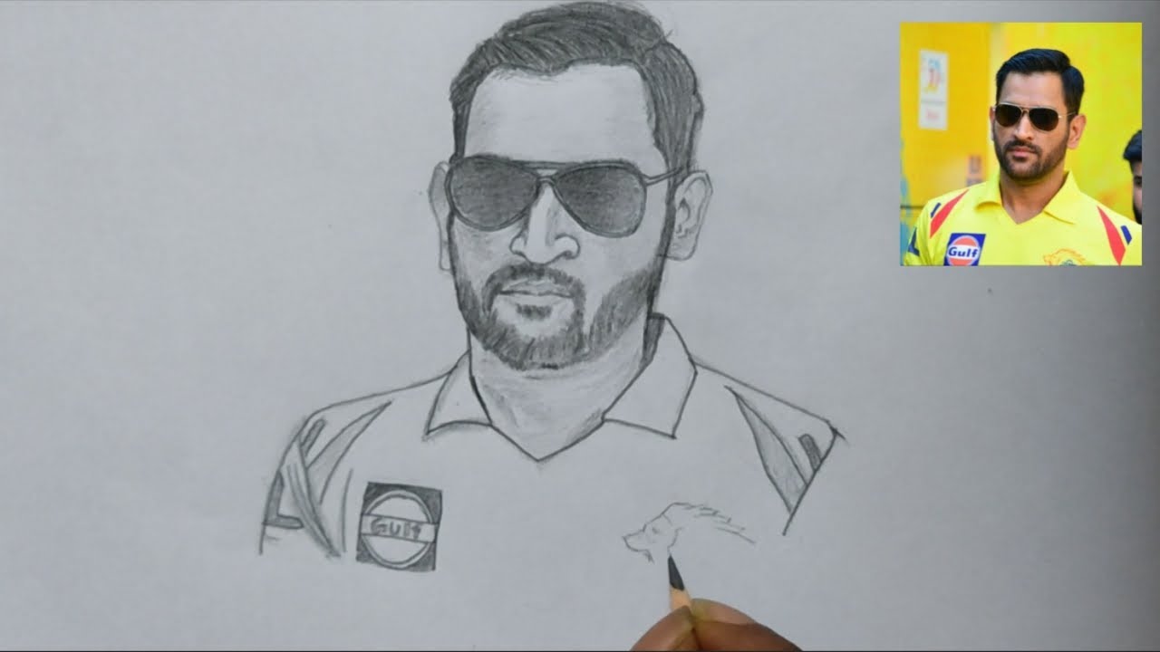 ms dhoni drawing | dhoni face drawing | csk thala dhoni | pencil ...