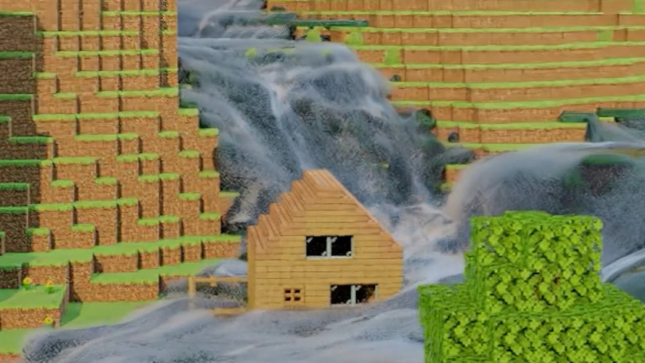 Minecraft Realistic Flood in the mountains, water CGI - YouTube