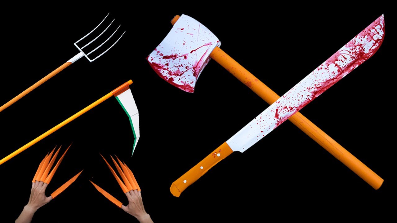 05 HORROR Weapons for Halloween || Sword/Axe/Claws - YouTube
